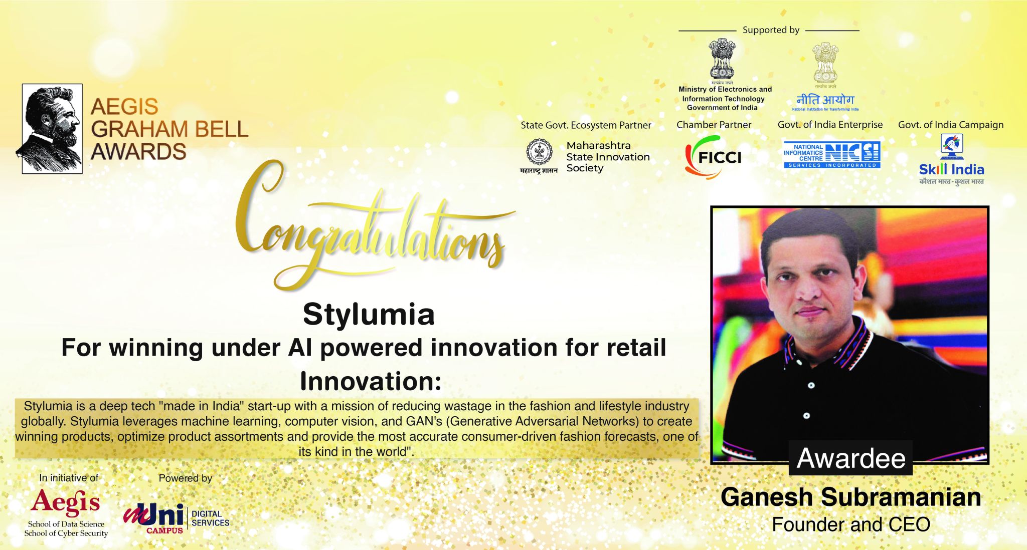 Aegis Graham Bell Award For AI Innovation In Retail | Stylumia Blog